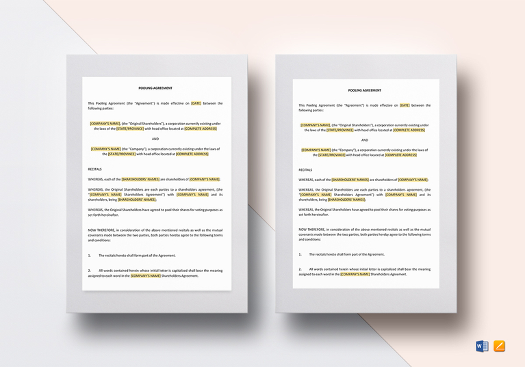 Pooling Agreement Template in Word, Google Docs, Apple Pages