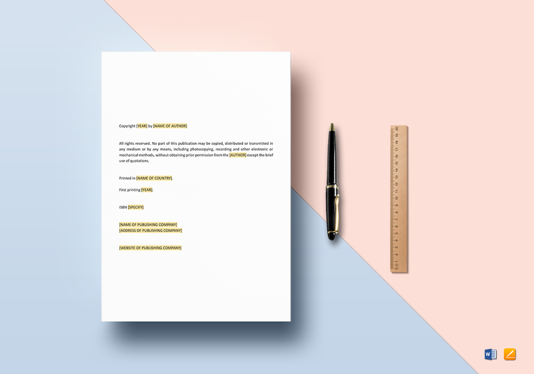 Copyright Notice Template in Word, Google Docs, Apple Pages