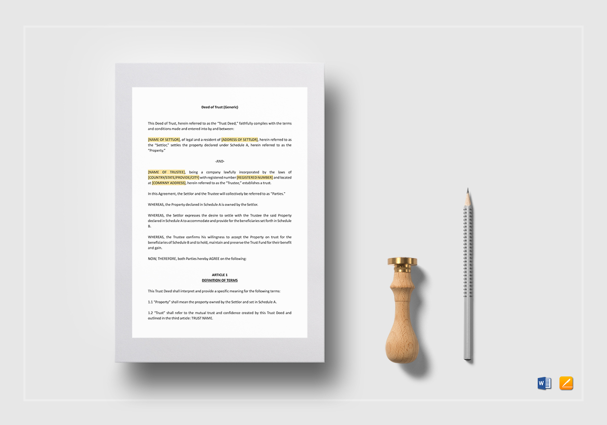 Deed of Trust Template in Word, Google Docs, Apple Pages