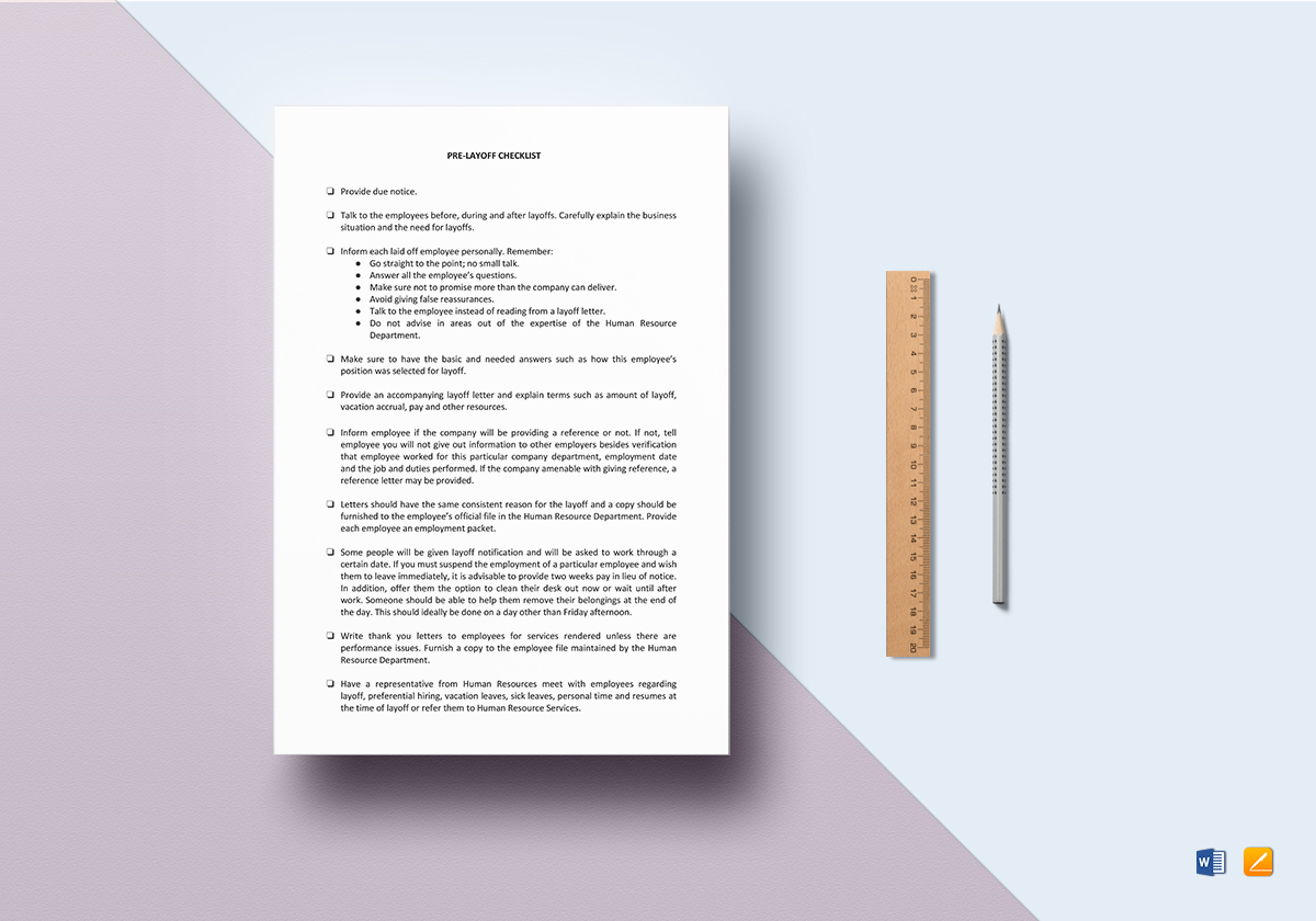 Checklist Pre Layoff Template In Word Google Docs Apple Pages