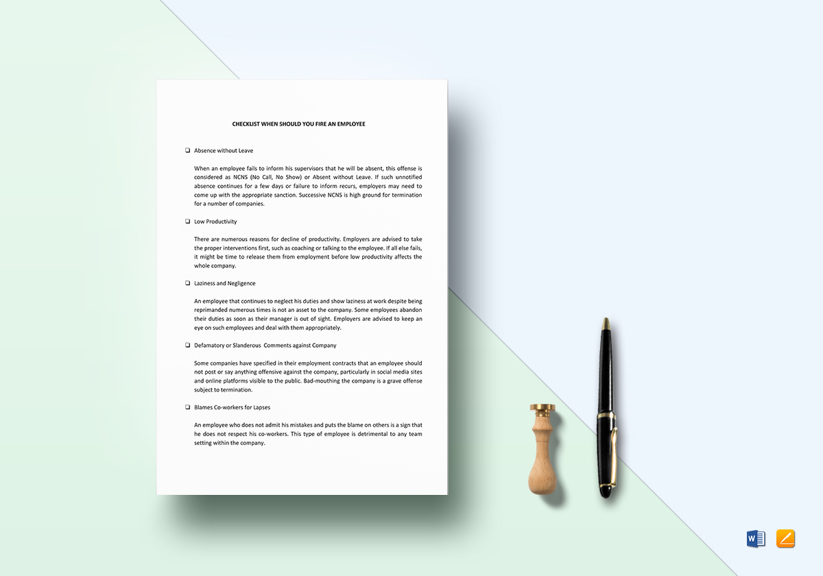 Checklist When Should You Fire an Employee Template in Word, Google ...