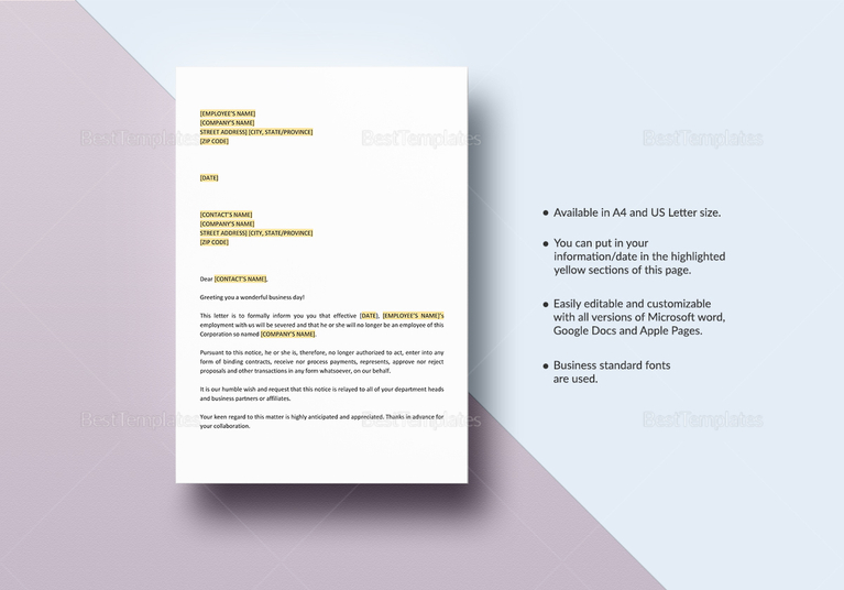 Notice of Revocation of Authority Template in Word, Google Docs, Apple ...