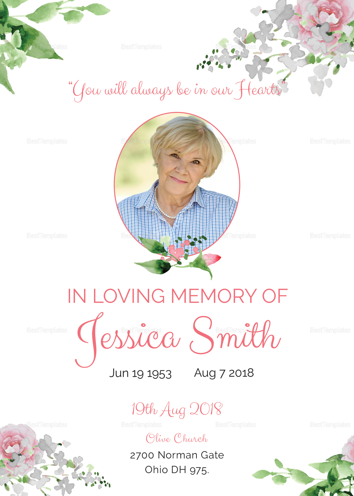 Funeral Program Invitation Design Template In Word PSD Publisher