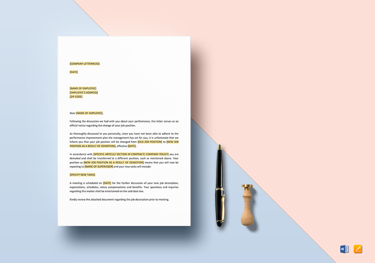 Demotion Letter Template In Word Google Docs Apple Pages
