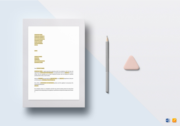 Letter for Notice for Job Opening Template in Word, Google Docs, Apple ...