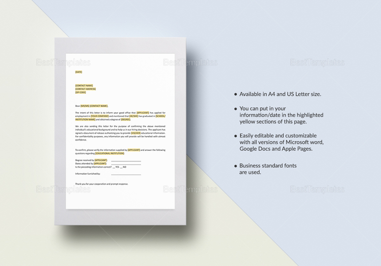 Reference Check Letter for Education Template in Word, Google Docs ...