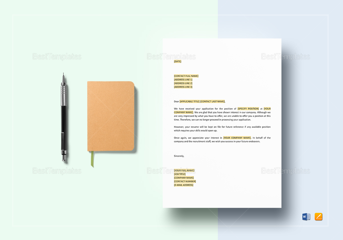 Acknowledgement of Application Job Position Filled Template in Word ...