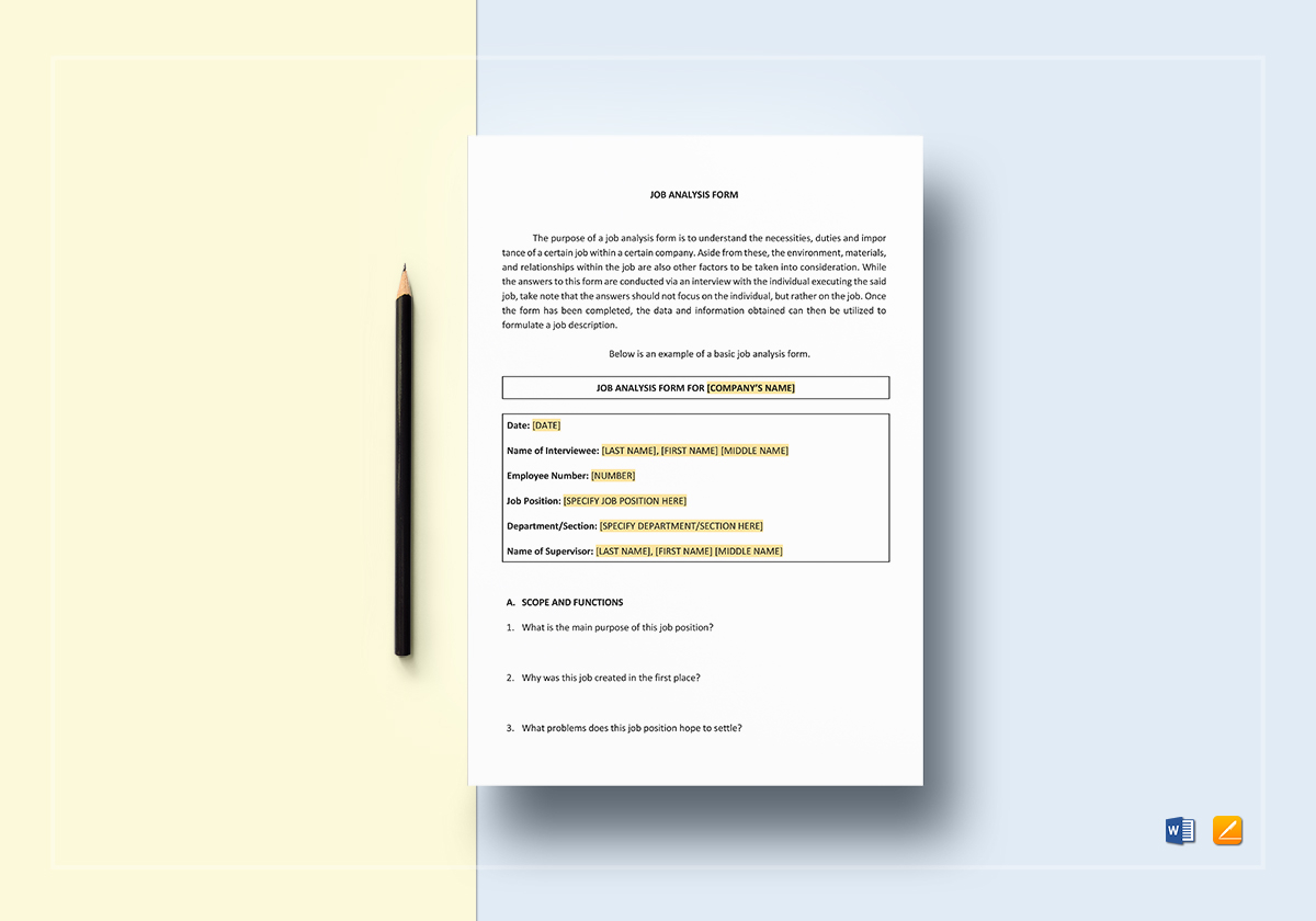 Job Analysis Form Template In Word Google Docs Apple Page Job Analysis Form Template In Word Google Docs Apple Page