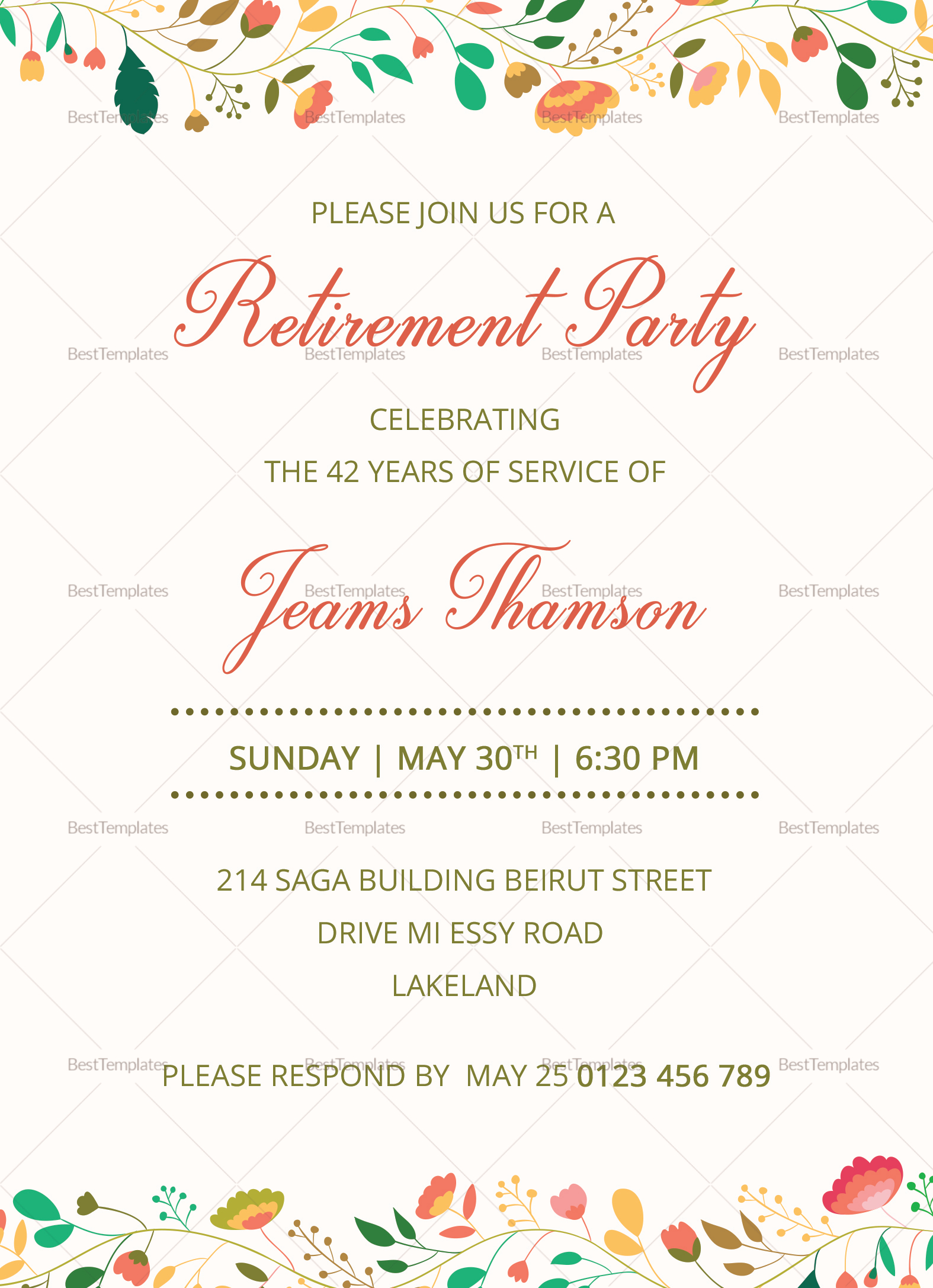 Corporate Retirement Party Invitation Design Template In PSD Word 