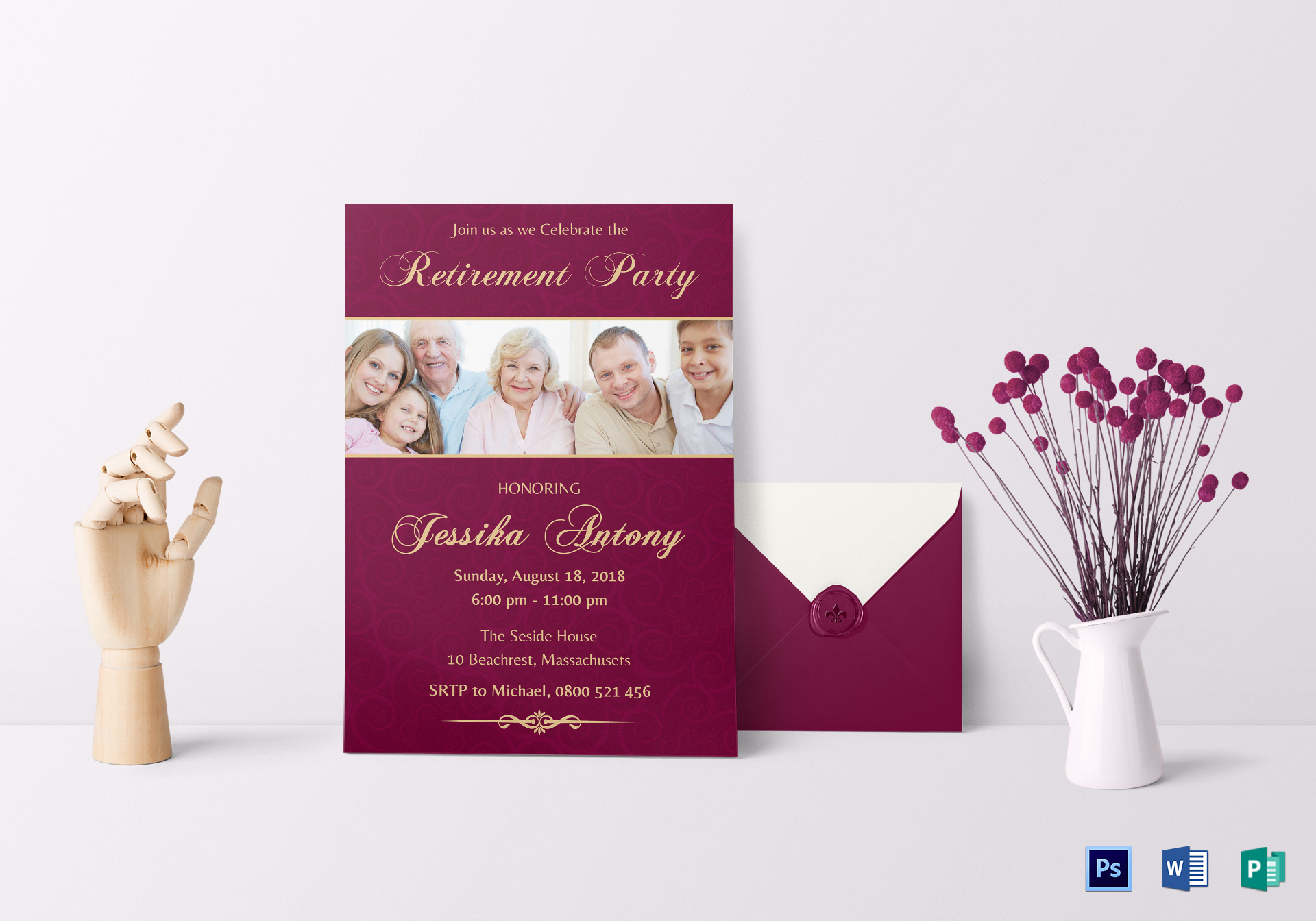 Retirement Party Invitation Design Template In PSD Word Publisher