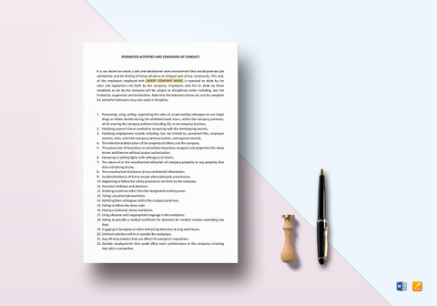 Prohibited Activities Template in Word, Google Docs, Apple Pages