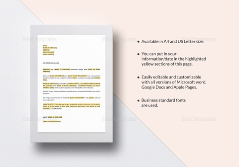Company Press Release for Merger Completion Template in Word, Google ...