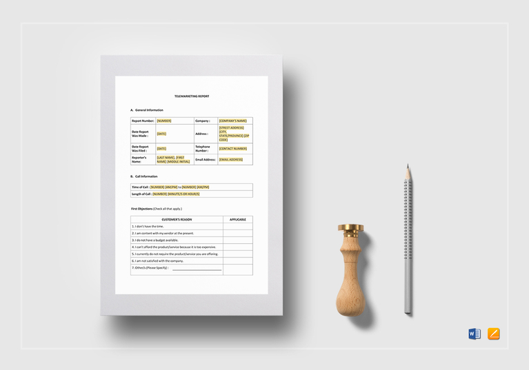 Telemarketing Report Template in Word, Google Docs, Apple Pages