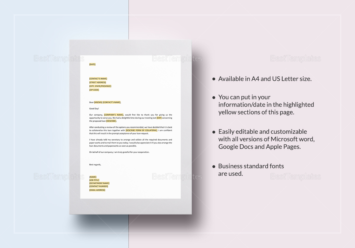 Collateral Decision Request for Loan Documents Template in Word, Google ...