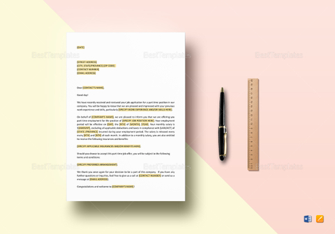 Part Time Employment Offer Letter Template in Word, Google Docs, Apple ...