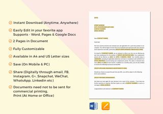 Part Time Employment Offer Letter Template in Word, Google Docs, Apple ...