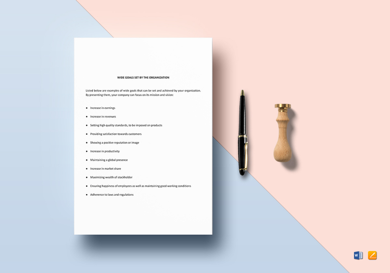 Organization Wide Goals Template in Word, Google Docs, Apple Pages