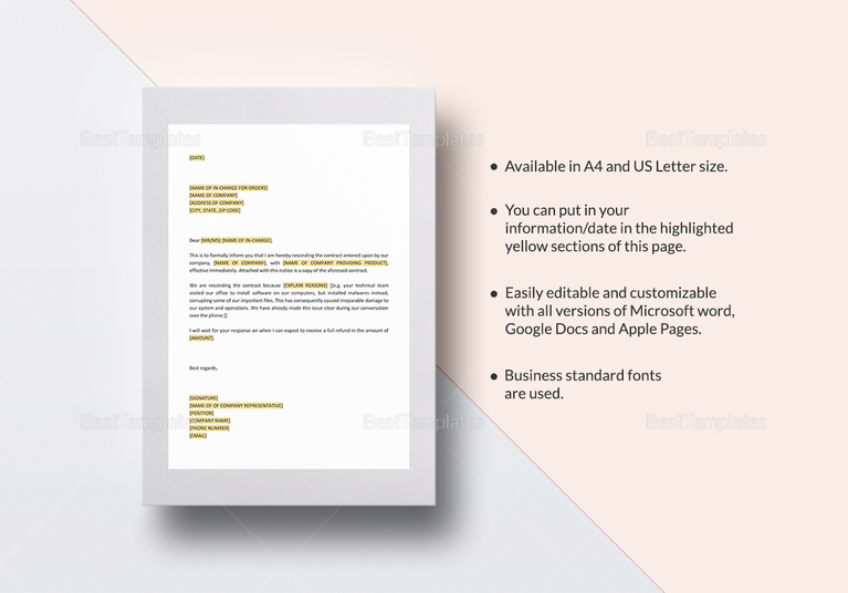 Notice of Rescission Template in Word, Google Docs, Apple Pages
