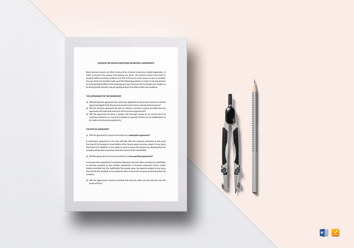 Checklist of a Critical Business Sale Template in Word, Google Docs ...