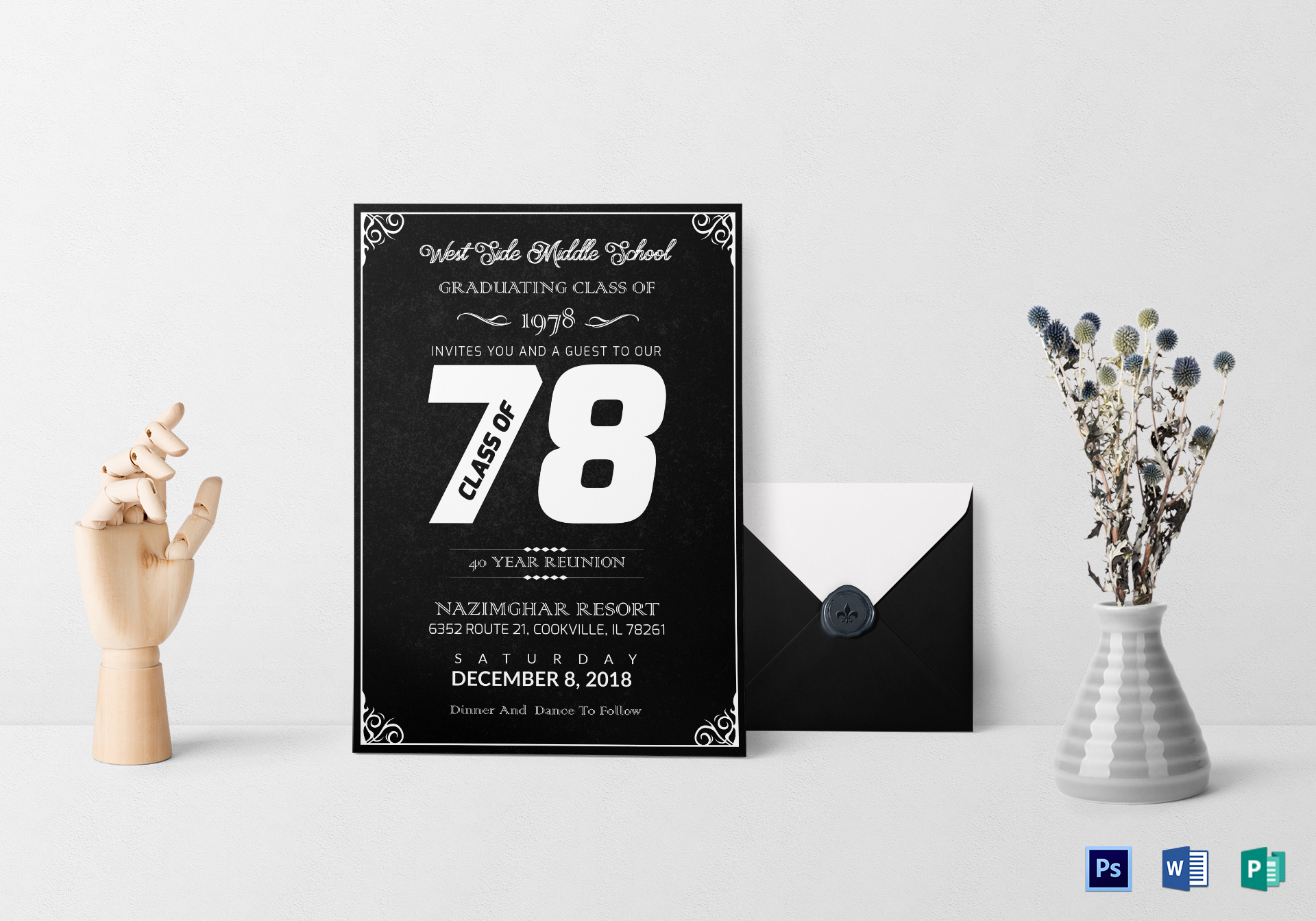 Classic Reunion Invitation Design Template in Word, PSD, Publisher