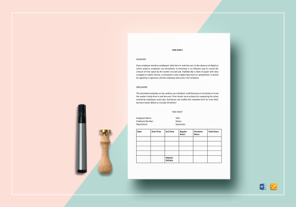 Time Sheet Template in Word, Google Docs, Apple Pages