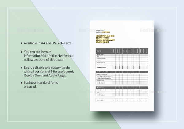 Monthly Balance Sheet Template in Word, Excel, Google Docs, Apple Pages ...