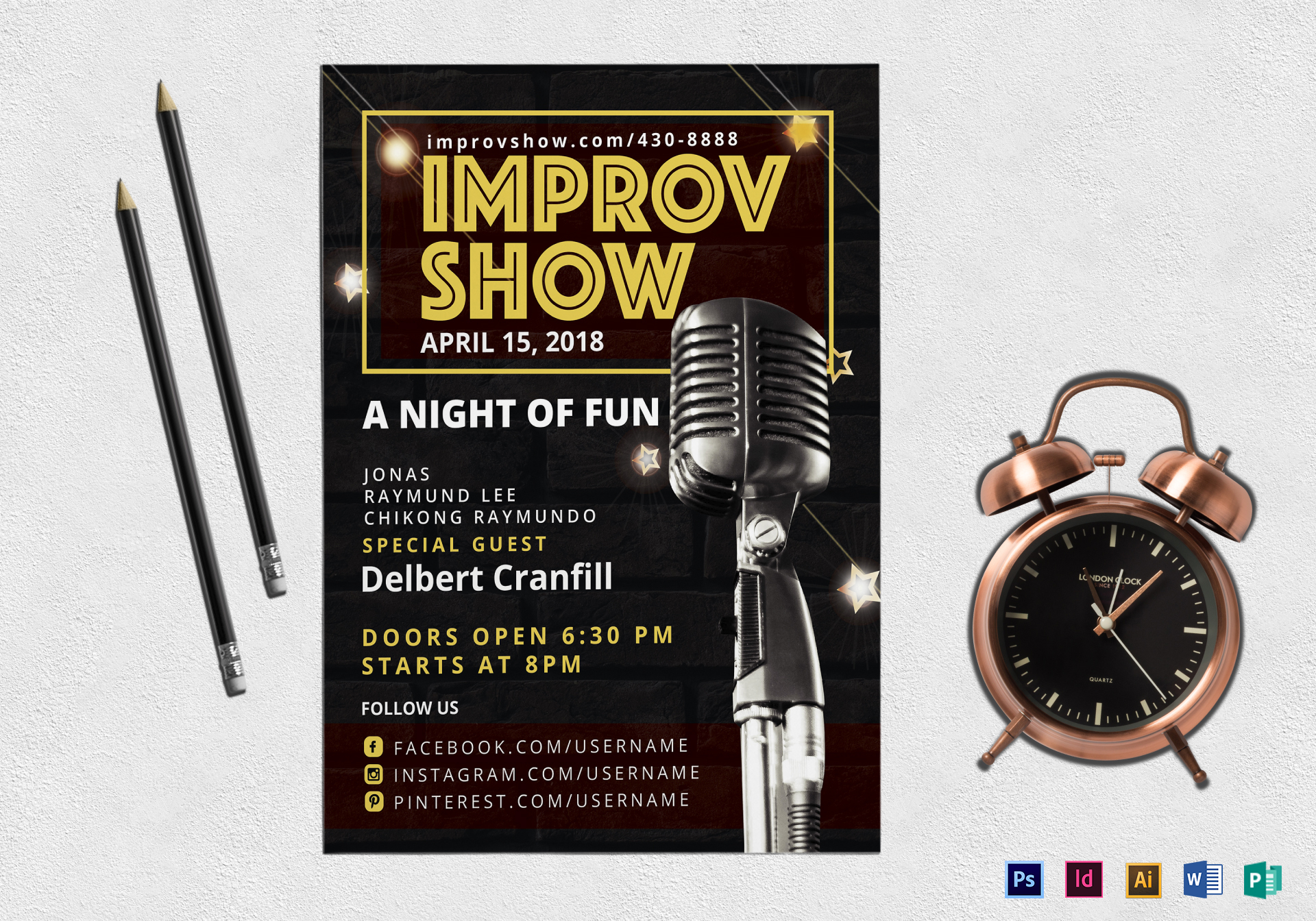 Improv Flyer Design Template in PSD, Word, Publisher, Illustrator, InDesign