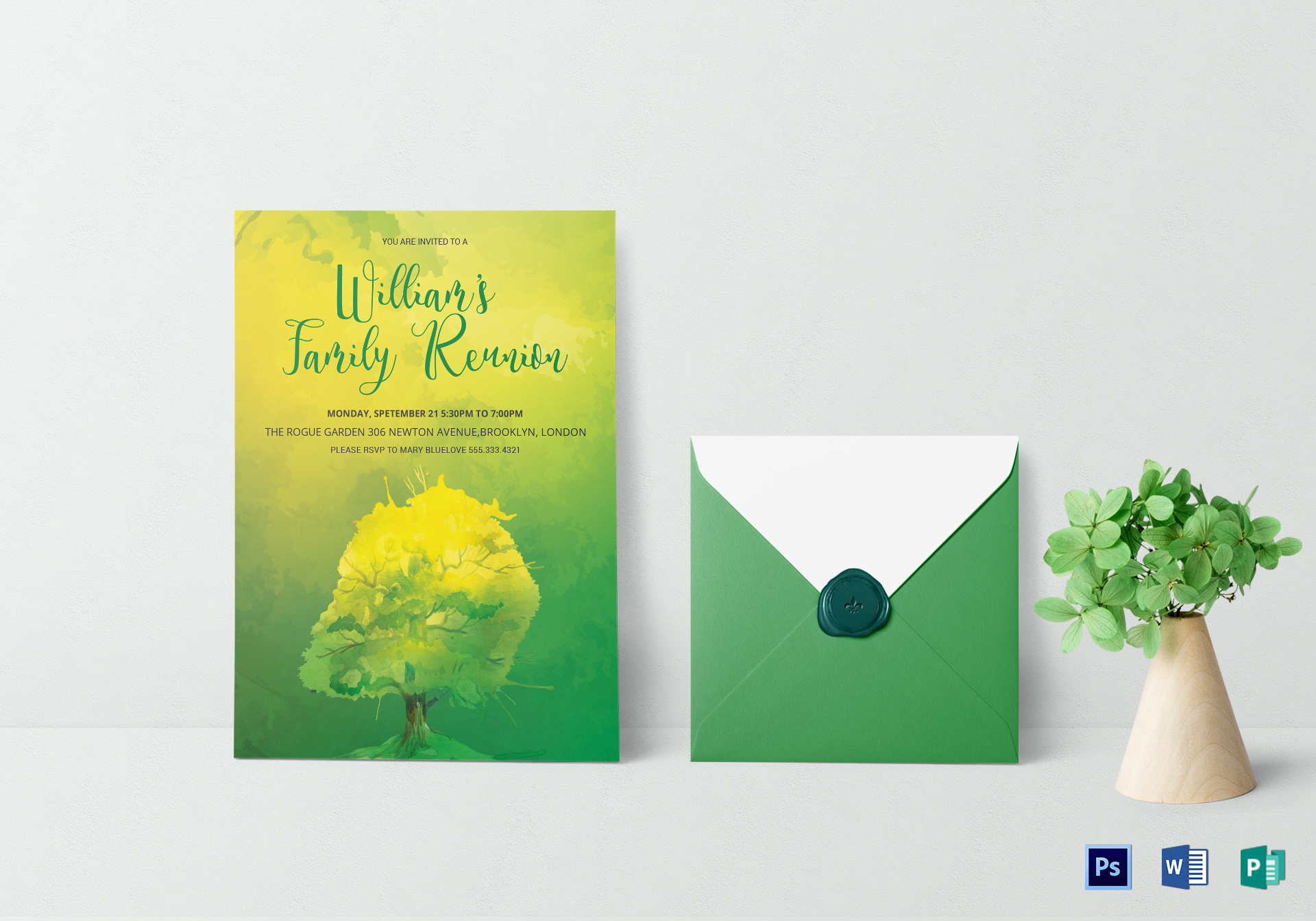Printable Family Reunion Invitation Design Template In Word PSD Publisher