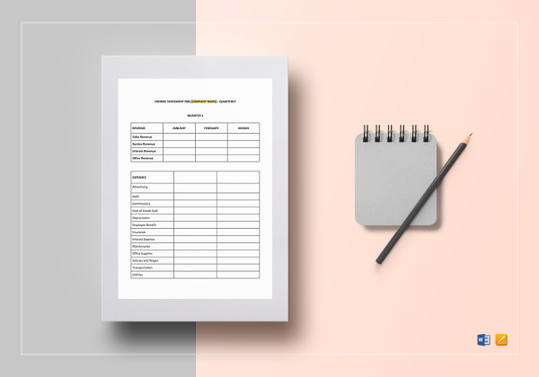 Quarterly Income Statement Template in Word, Google Docs, Apple Pages