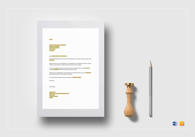 Purchase Order Cancellation Letter Template in Word, Google Docs, Apple ...