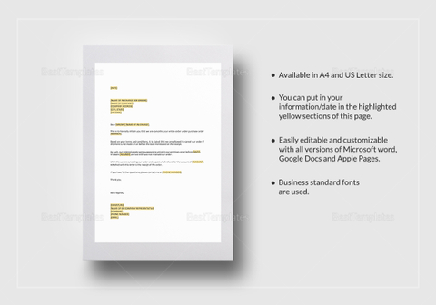 Purchase Order Cancellation Letter Template in Word, Google Docs, Apple ...