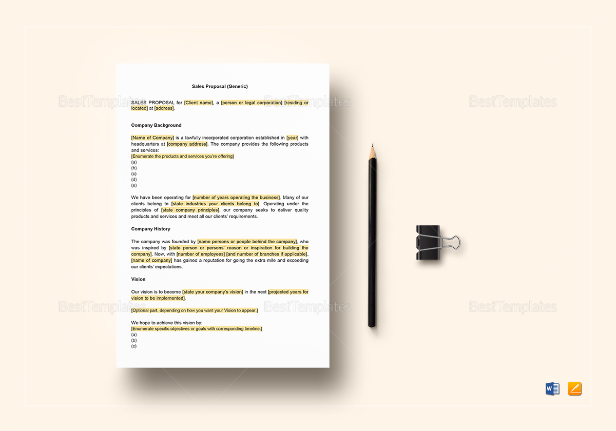 Sales Proposal Template in Word, Google Docs, Apple Pages