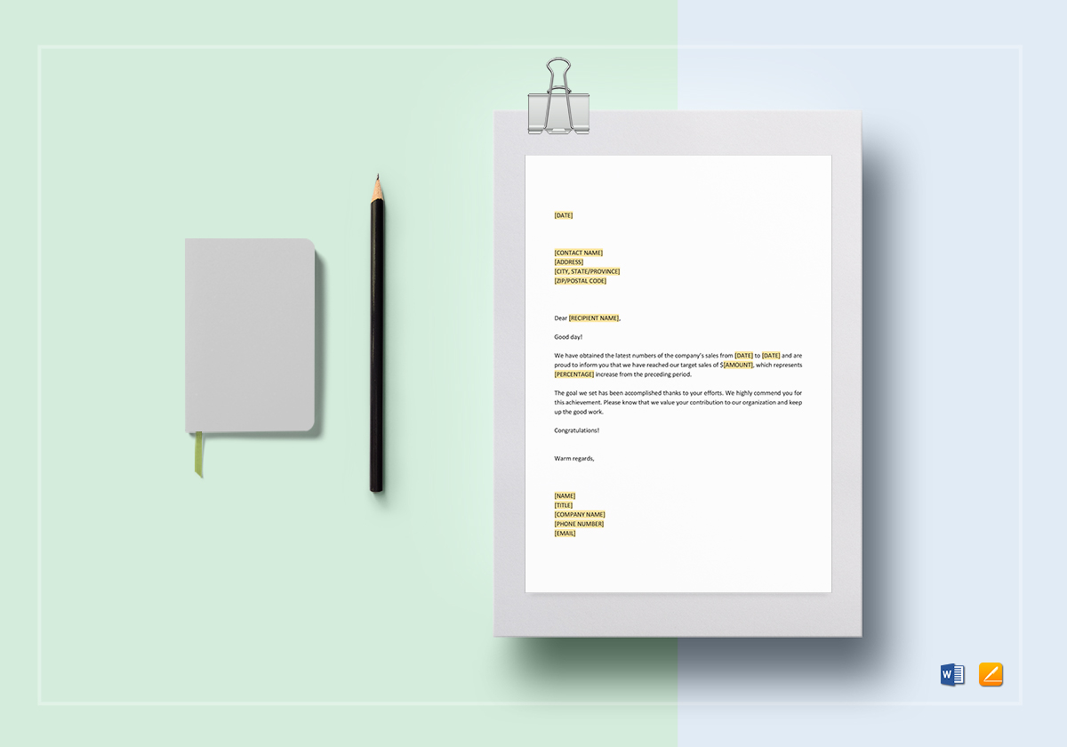 Congratulations on Increased Sales Template in Word, Google Docs, Apple ...