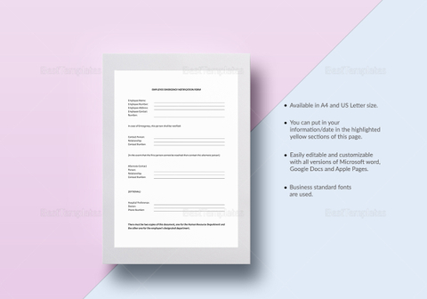 Employee Emergency Notification Template in Word, Google Docs, Apple Pages