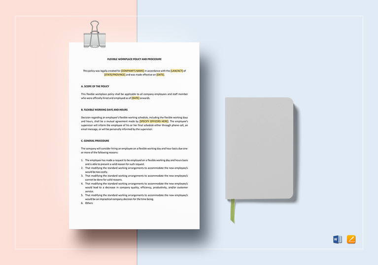 Flexible Workplace Policy and Procedure Template in Word, Google Docs ...