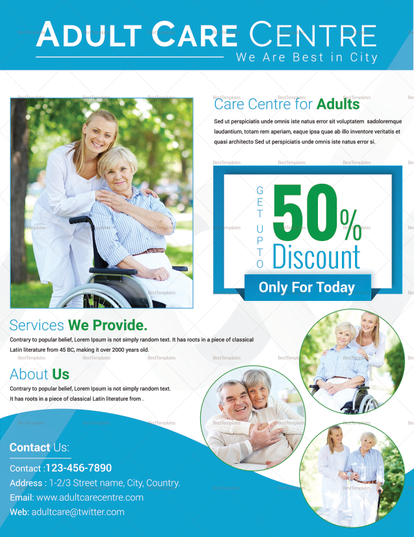 Adult Day Care Center Flyer Design Template in PSD, Word, Publisher