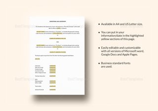 Conditional Sale Agreement Template in Word, Google Docs, Apple Pages