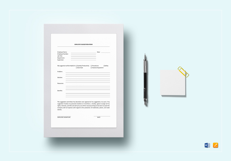 Employee Suggestion Template in Word, Google Docs, Apple Pages