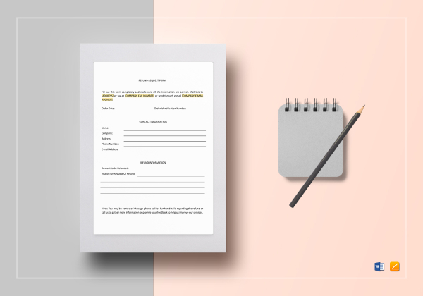 Refund Request Form Template in Word, Google Docs, Apple Pages