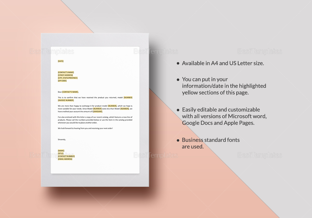 We Received Your Return and Are Happy to Exchange it Template in Word ...