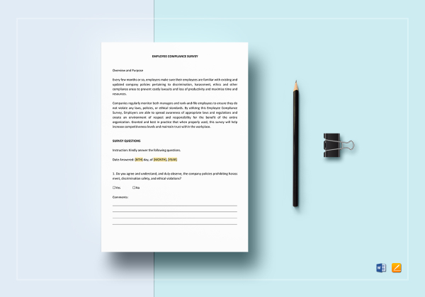 Employee Compliance Survey Template in Word, Google Docs, Apple Pages