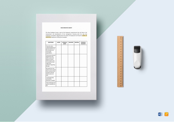 New Employee Survey Template in Word, Google Docs, Apple Pages