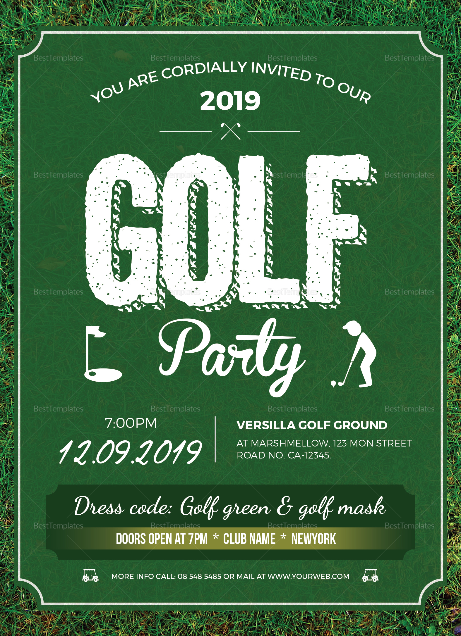 Golf Party Invitation Design Template In Word PSD Publisher