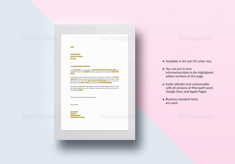 Advertising Sales Letter Template in Word, Google Docs, Apple Pages