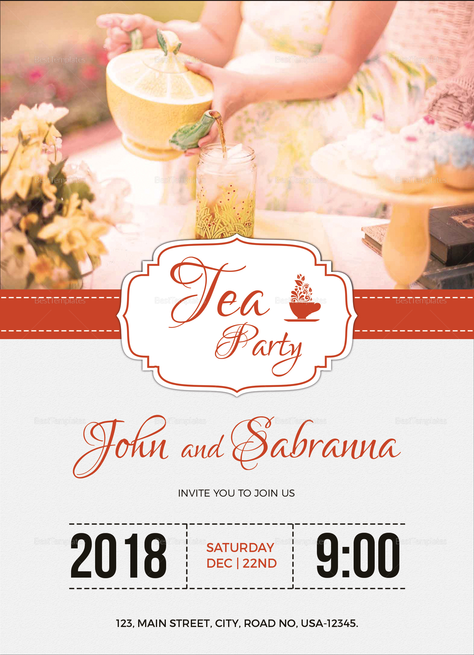Tea Party Invitation Template