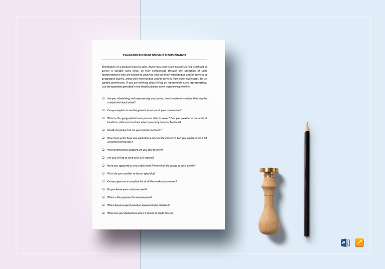 Checklist Sales Representative Evaluation Template in Word, Google Docs ...