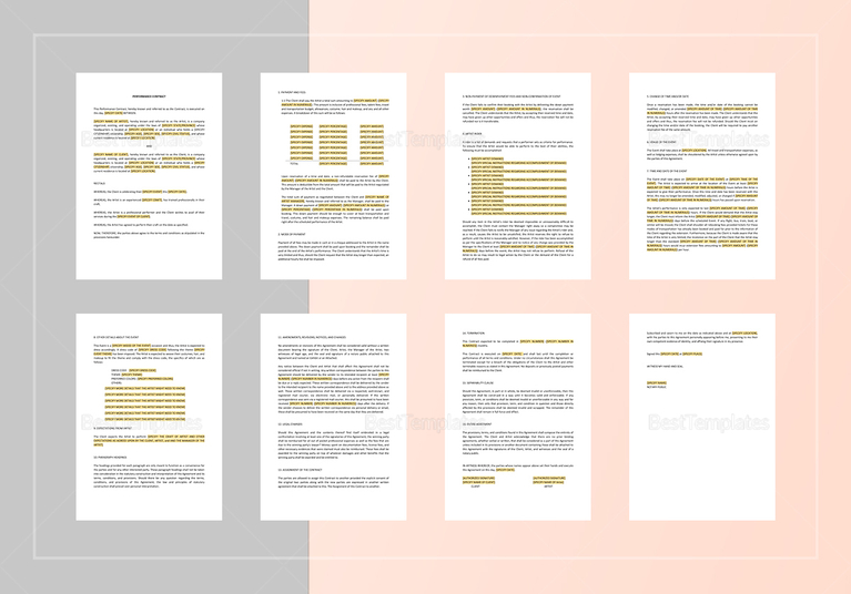 Performance Contract Template in Word, Google Docs, Apple Pages