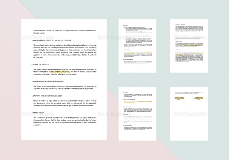 Rental Agreement Format In Word Google Docs Apple Pages