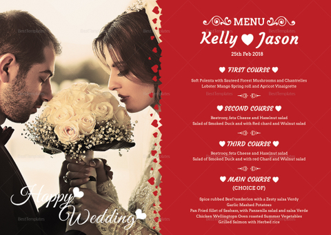 Classic Wedding Menu Invitation Design Template in Word, PSD, Publisher