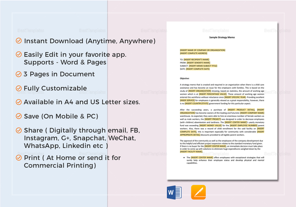 Strategy Memo Template in Word, Google Docs, Apple Pages